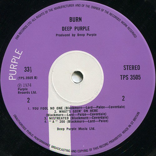 Виниловая пластинка Deep Purple - Burn, UK, страна производства: Deep ...