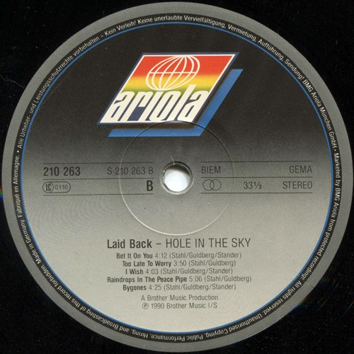 Виниловая пластинка Laid Back - Hole In The Sky, D, страна производства ...